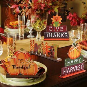 Accents | 4 Pack Thanksgiving Themed Table Centerpiece Signs Wood ...